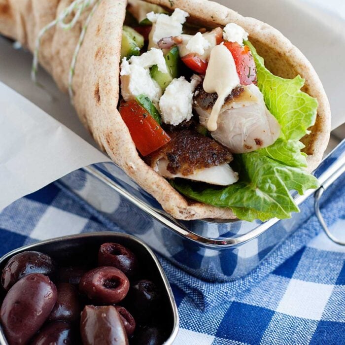 Greek Chicken Pita Wrap for Lunch | MOMables School Lunches