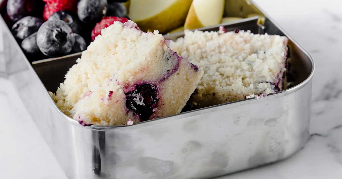 Easy Blueberry Cake Recipe and Snack Box | MOMables