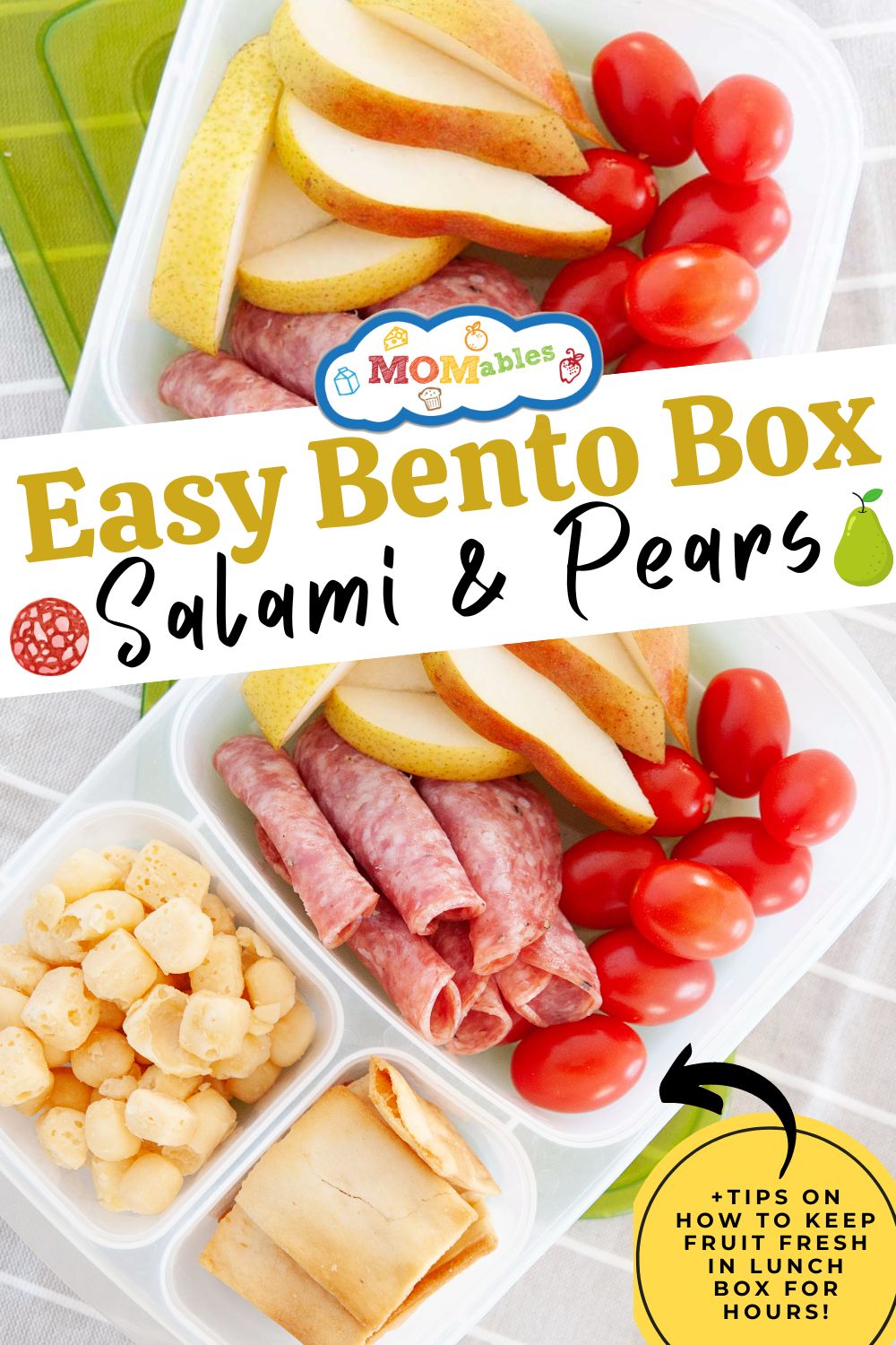 Salami & Pears Bento Box for School Lunch | MOMables