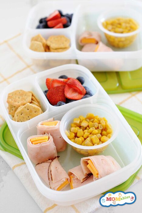 Ham and Cheese Roll Ups Bento Lunch | MOMables